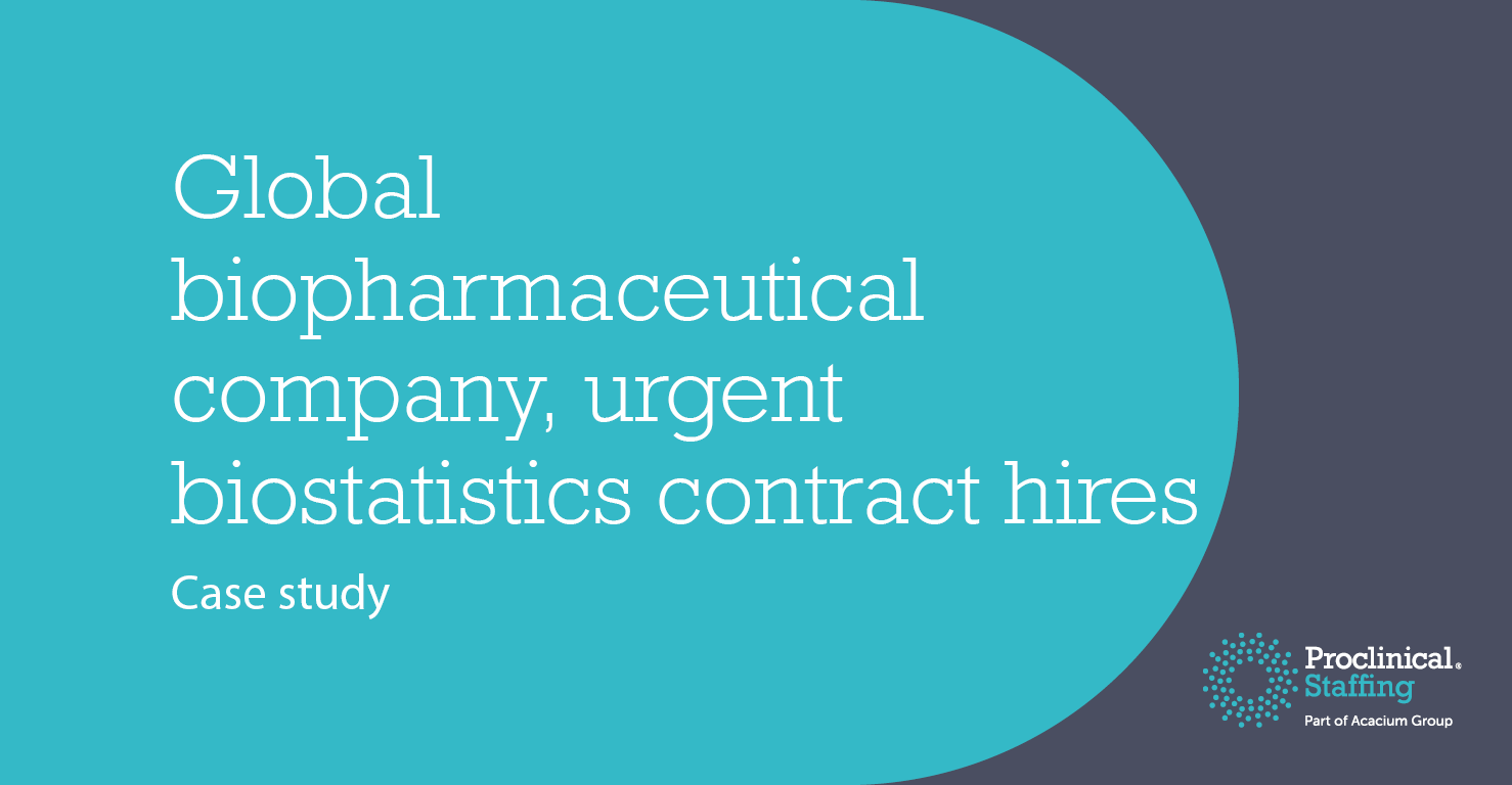 Global biopharmaceutical company, urgent biostatistics contract hires ...